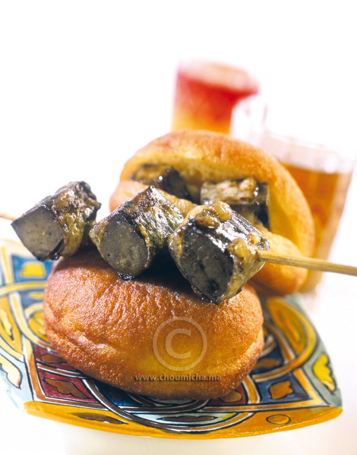 Recette Brochettes de foie à la crépine de mouton “Boulfaf”