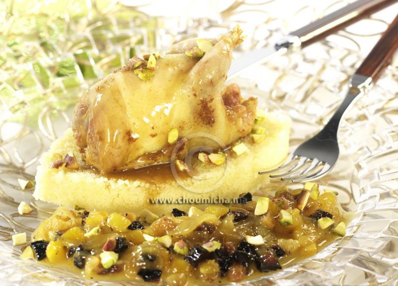 Recette Coquelets farcis, au couscous et aux fruits secs