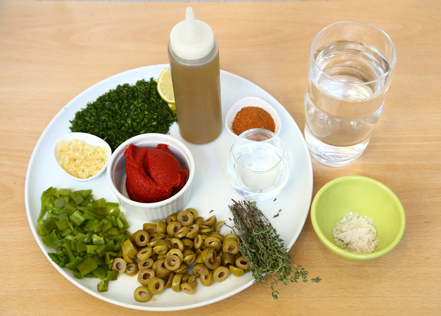 Recette Pageot farci aux vermicelles et aux légumes, sauce aux olives ...